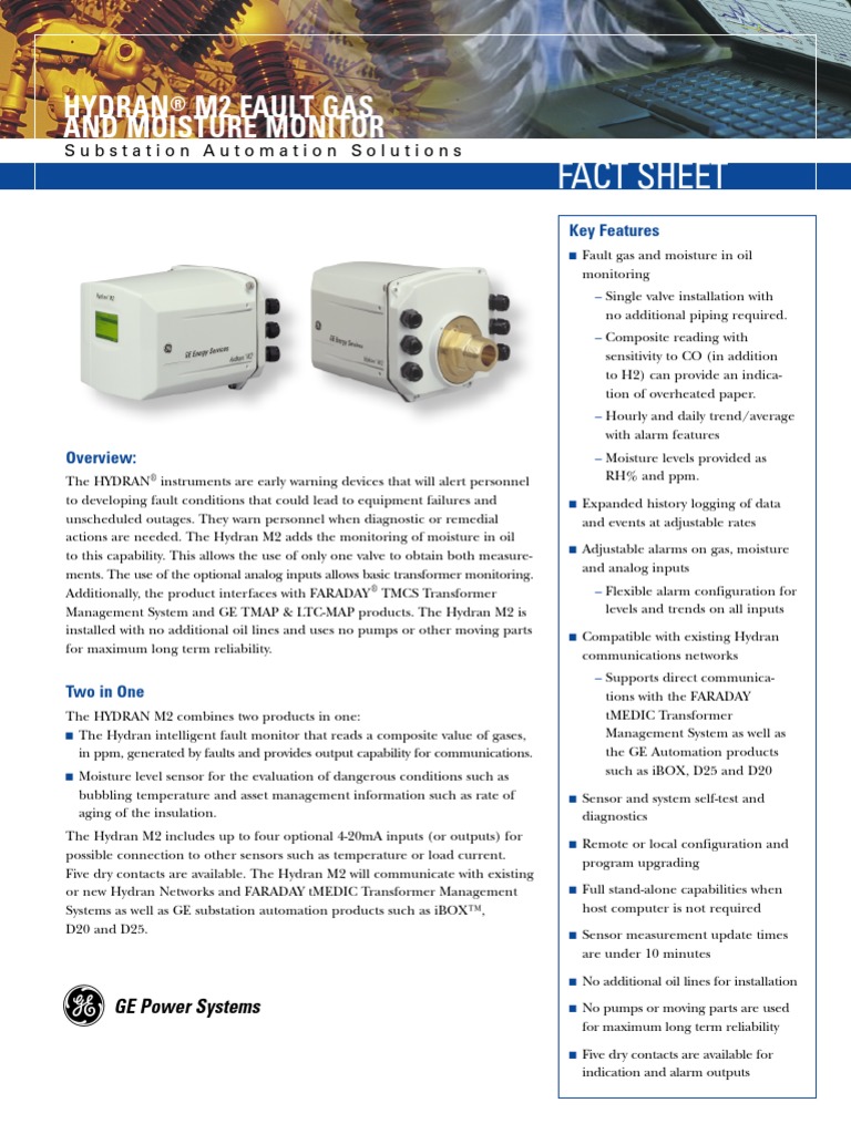Hydran M2 Tech Fact Sheet | PDF | Transformer | Automation