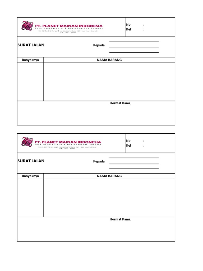 Contoh Format Surat Jalan Pengiriman | PDF