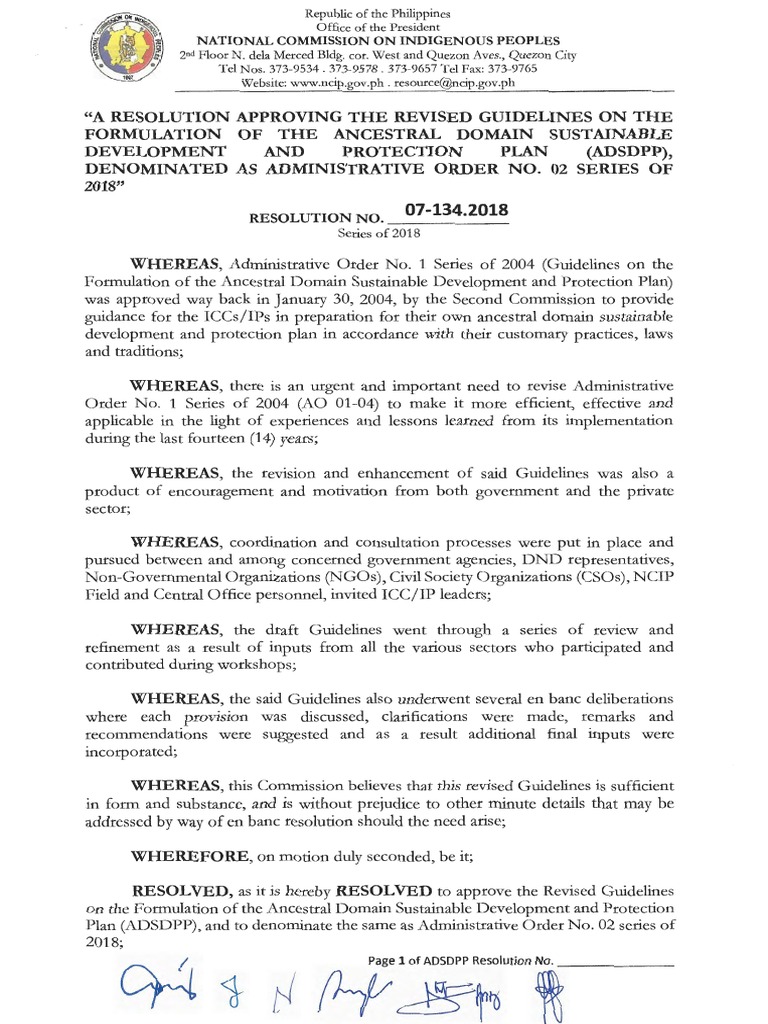 Ncip Ao No 2 S 2018 Revised Adsdpp Guidelines | PDF | Sustainability ...