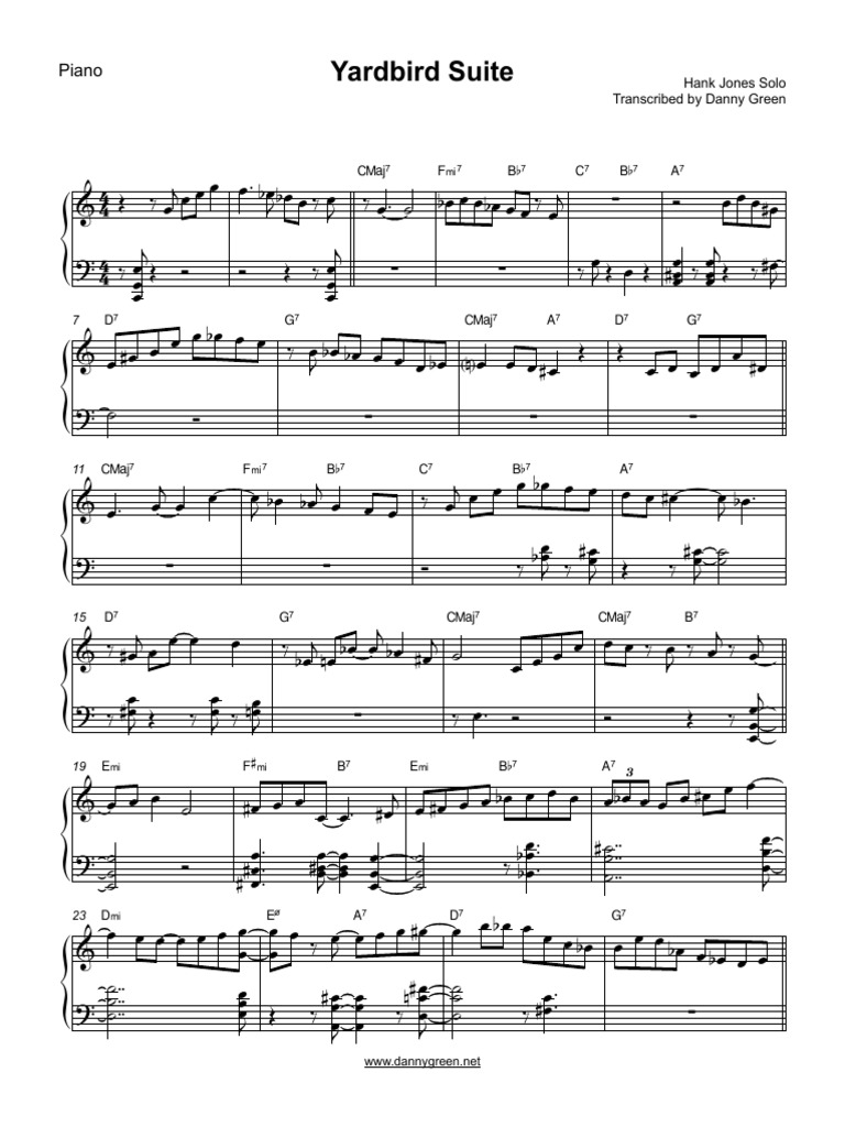 Yardbird Suite Hank Jones Piano | PDF