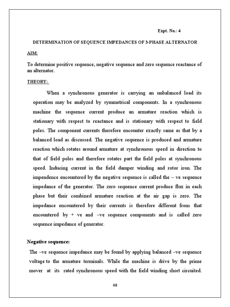 Sequence Impedance of 3-Phase Alternator | PDF | Electrical Impedance ...