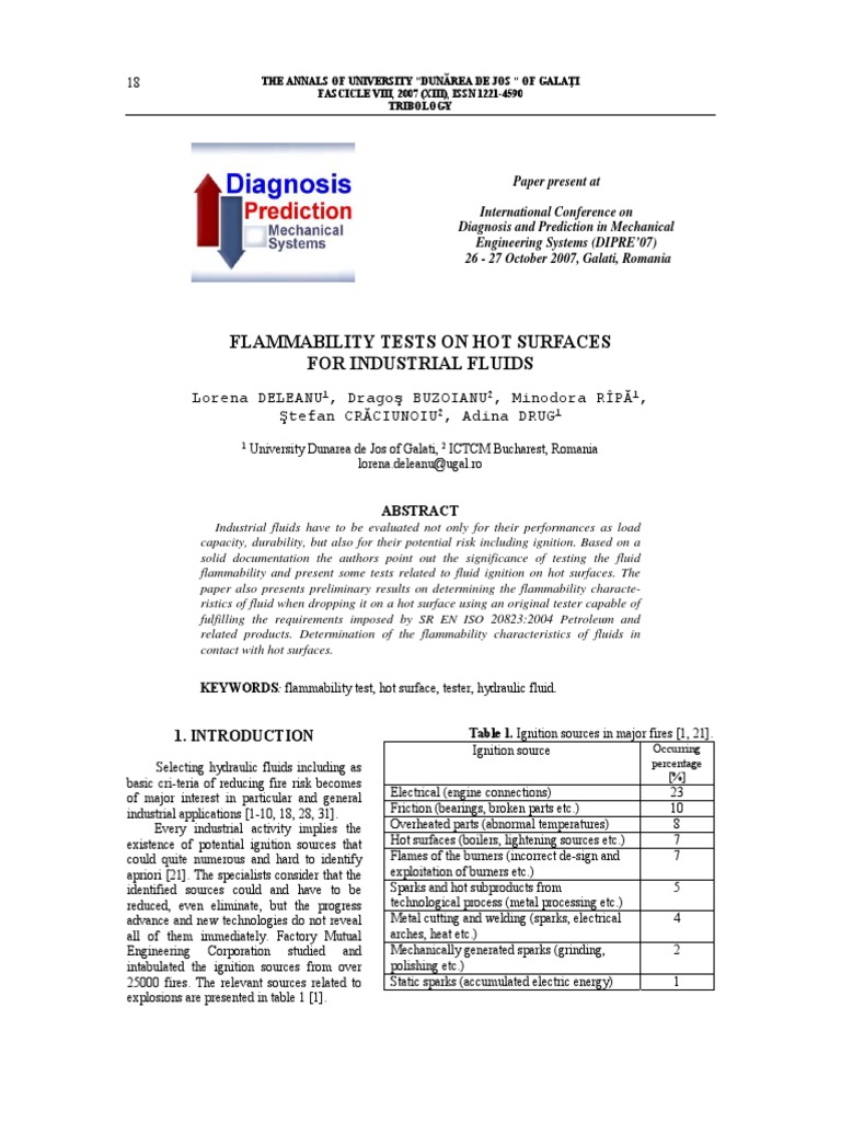 Flammability Tests On Hot Surfaces | PDF | Friction | Thermocouple