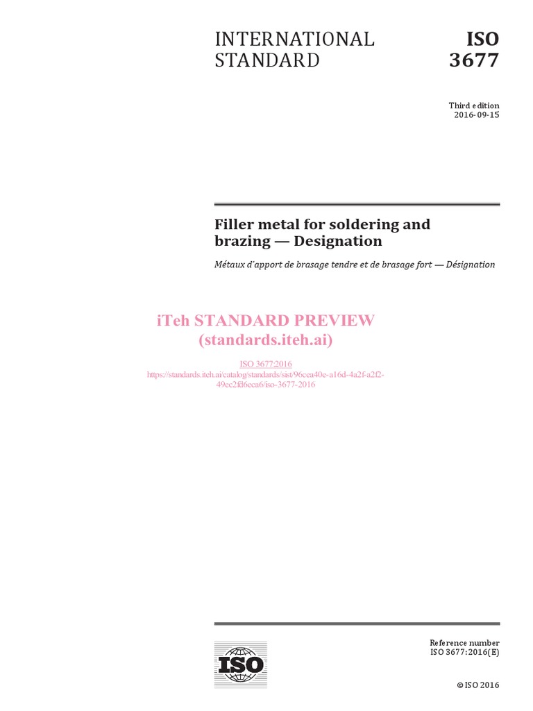 Iso 3677 2016 | PDF | International Organization For Standardization | Soldering