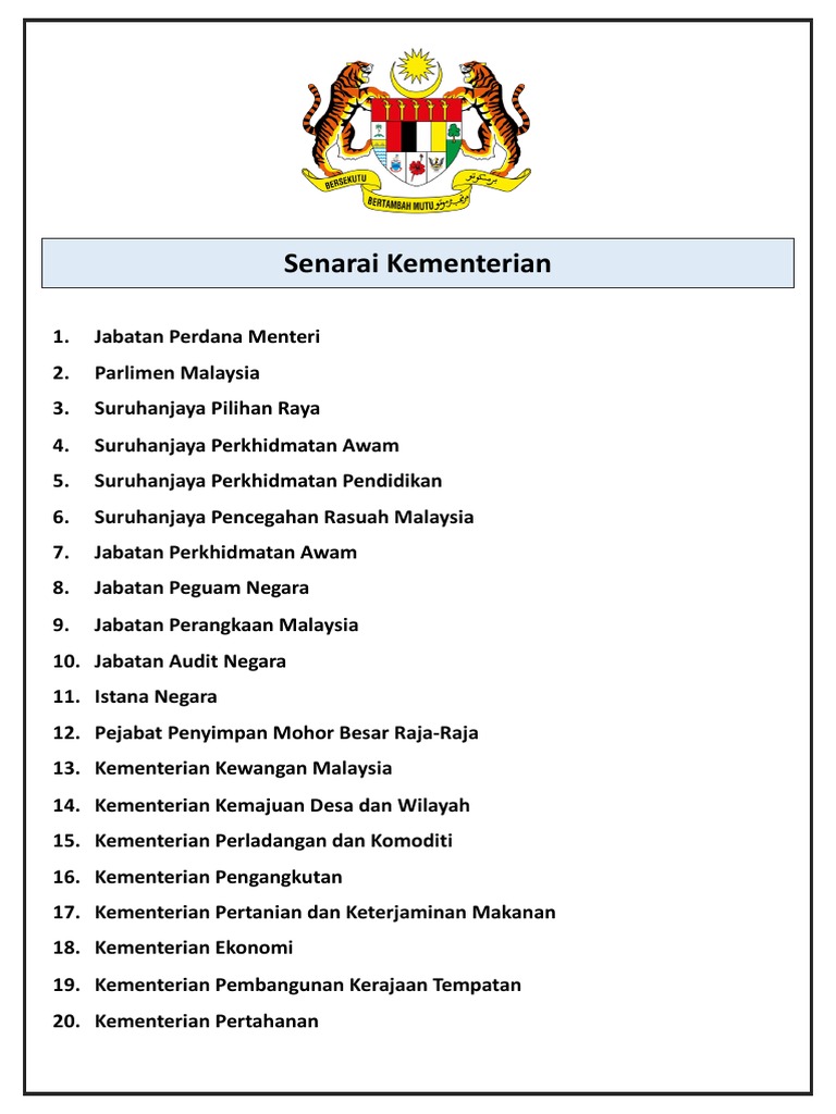 Lampiran A Senarai Kementerian 2023 | PDF