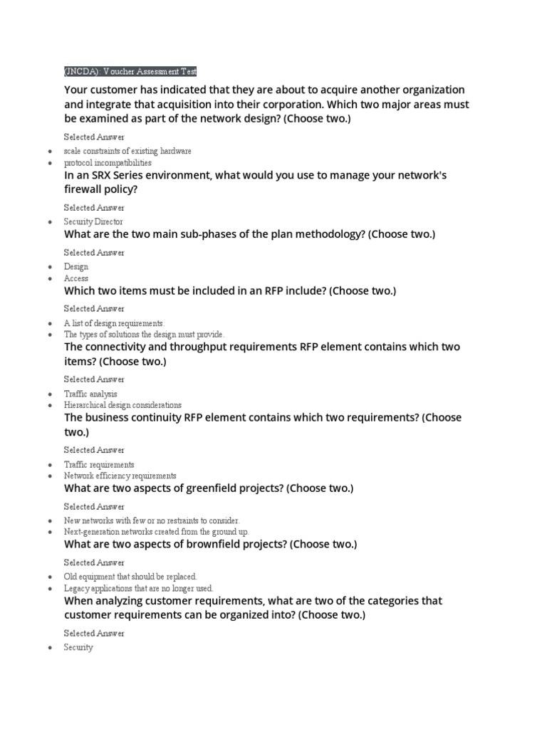 Juniper (JNCDA) Voucher Assessment Test | PDF | Computer Network ...