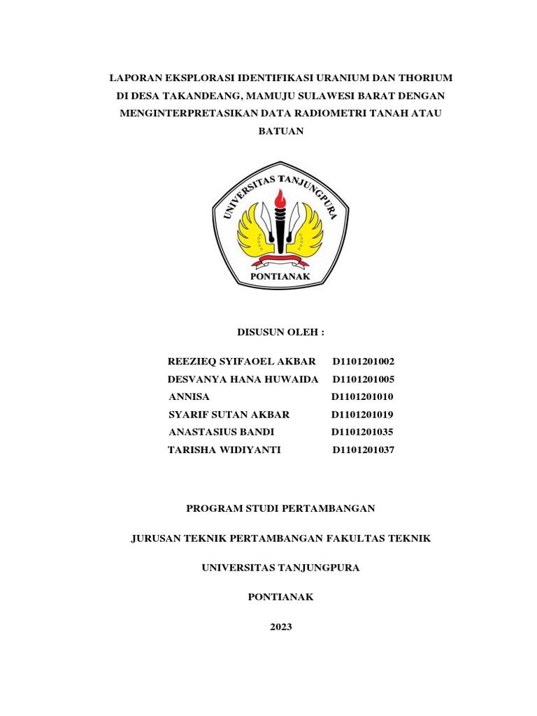 Contoh Laporan Eksplorasi Identifikasi Uranium Dan Thorium Mamuju | PDF ...