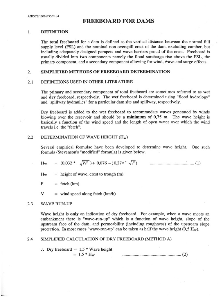 Freeboard for Dams_DWAF_1997 | PDF