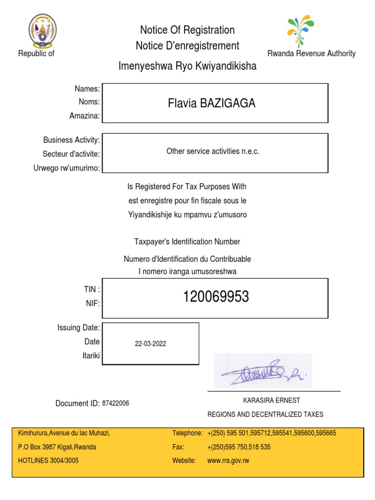 Registration Acknowledgement 120069953 | PDF