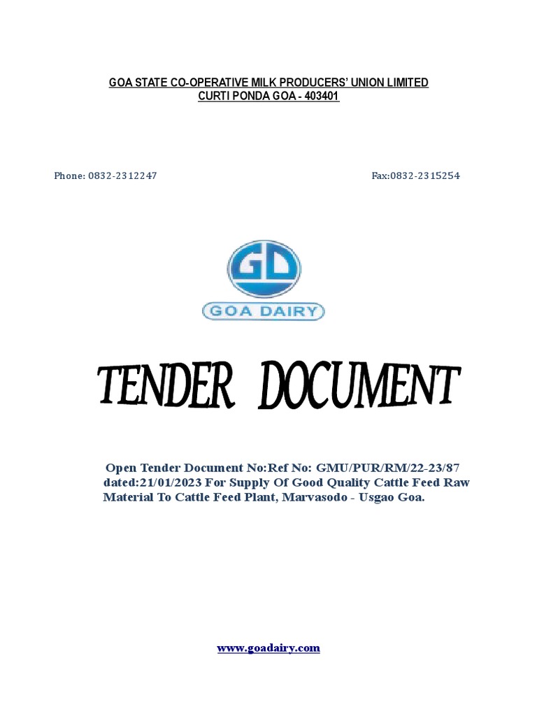 Open Tender Raw Material Cattle Feed 31.01.2023 | PDF | Procurement ...