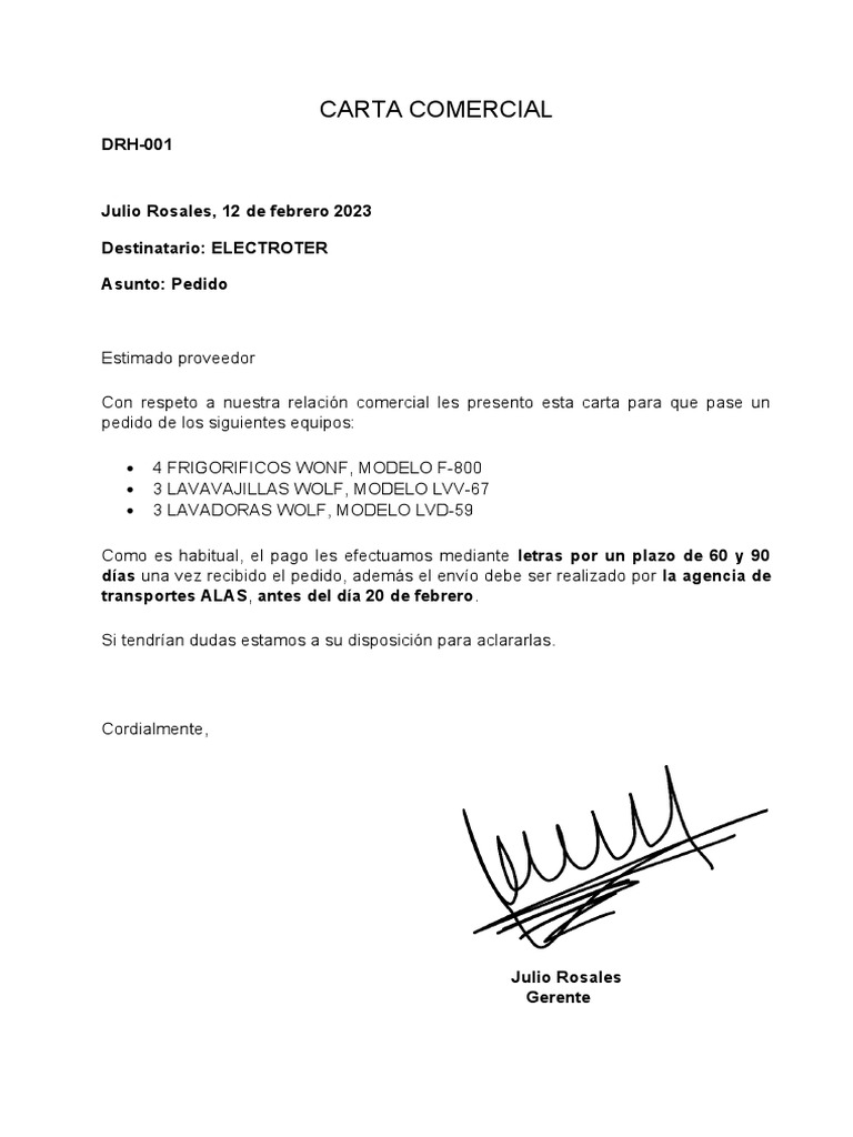 Carta Comercial | PDF