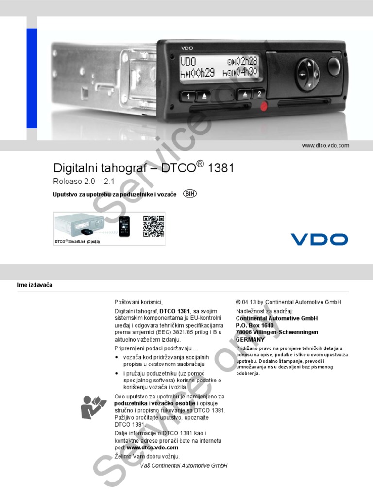 Digitalni Tahograf Upute 1 | PDF