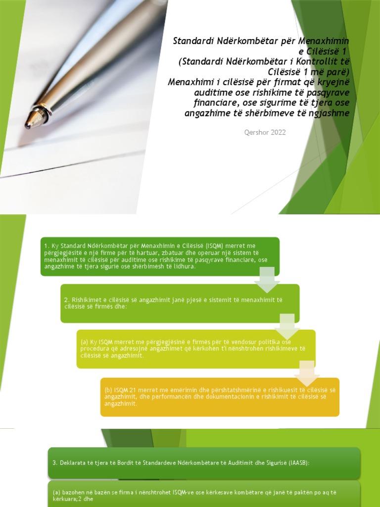 ISQM1 Sistemet e Manaxhimit Te Cilesise | PDF