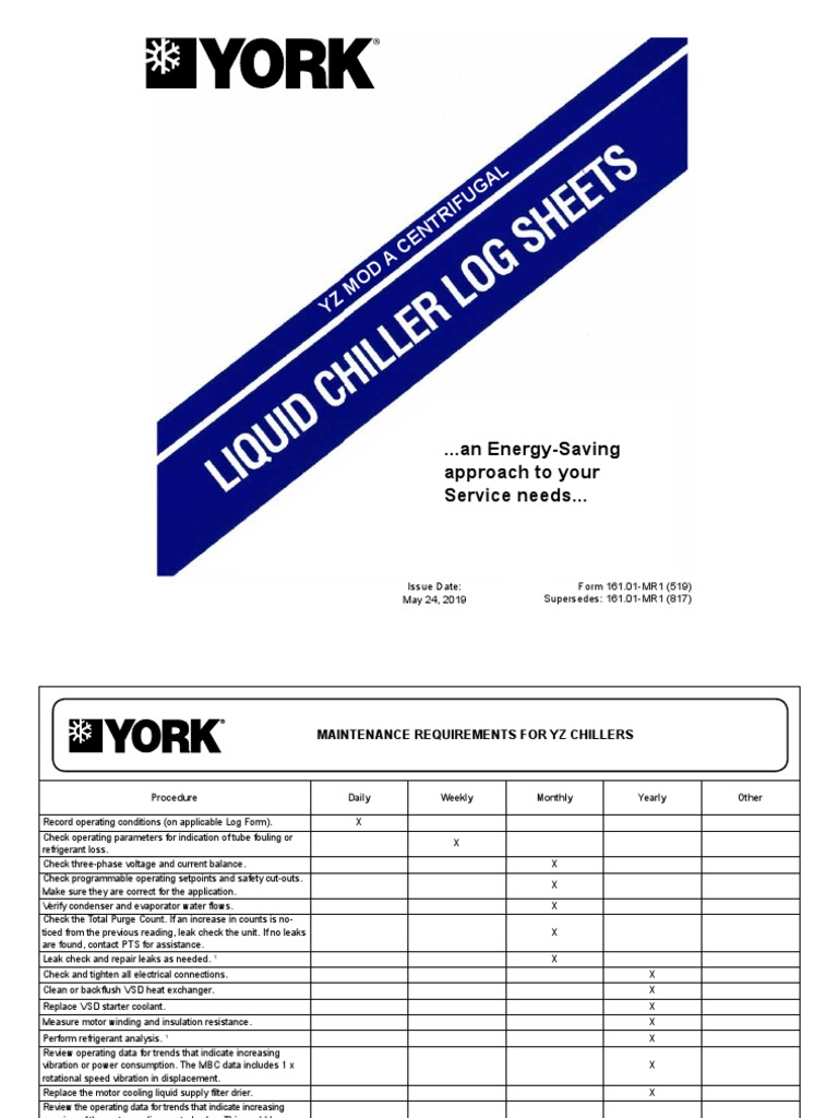 YZ Chiller Maintenance Log Sheet | PDF