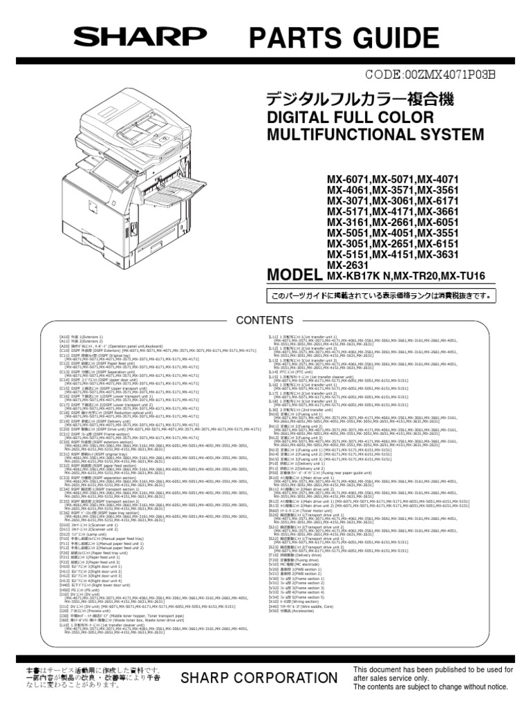Despiece MX-2651_MX-3051_MX-3061_MX-3071_MX-3551_MX-3561_MX-3571_MX ...