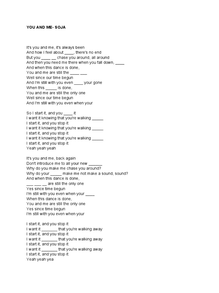 You and Me - Soja | PDF