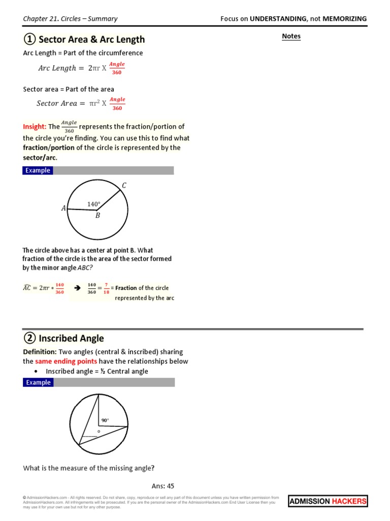 Circles Summary | PDF | Circle | Triangle