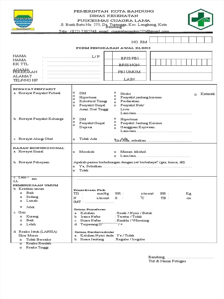 PDF Form Pengkajian Awal Klinis - Compress | PDF