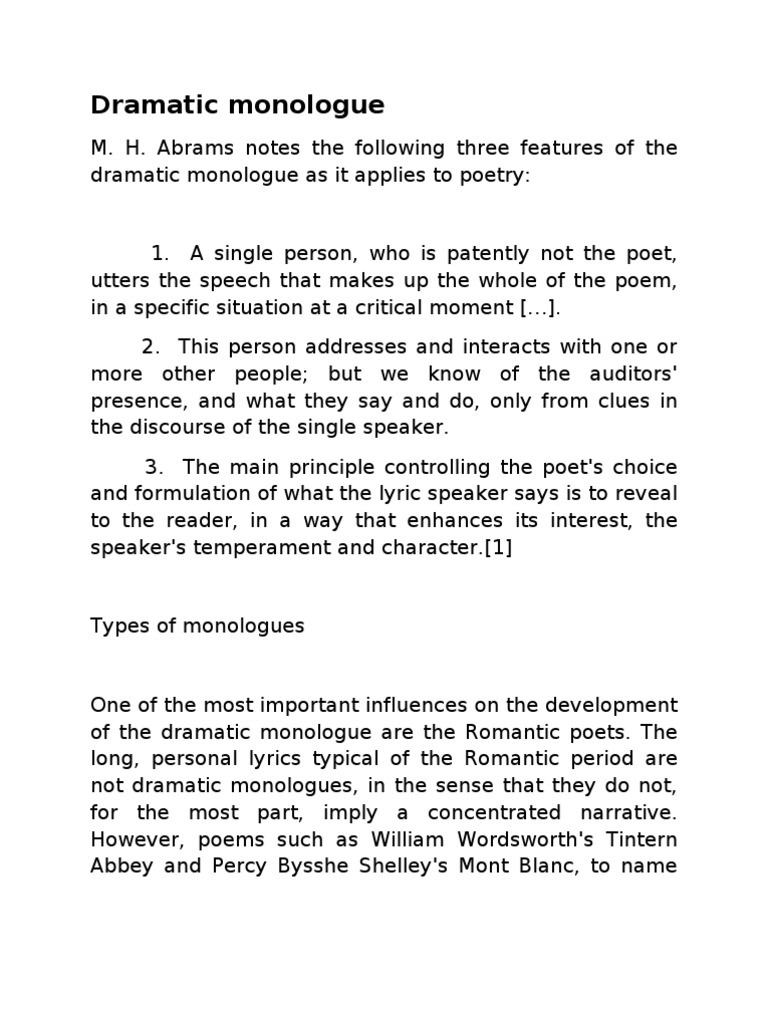 Dramatic Monologue Examples