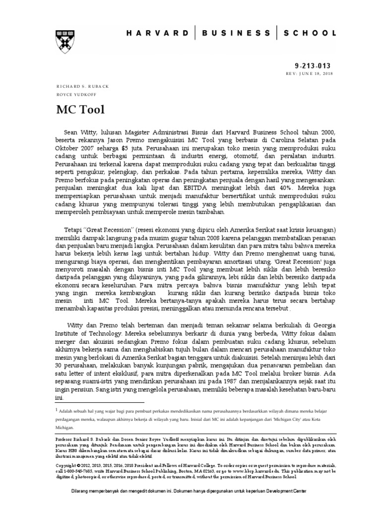 Case Study HBR - MC Tool (IND Ver) | PDF