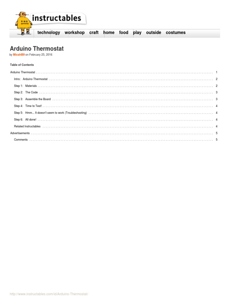 Arduino Thermostat | PDF | Arduino | Manufactured Goods