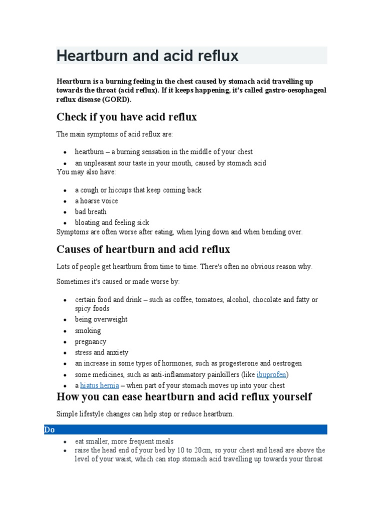 Heartburn and Acid Reflux | PDF | Gastroesophageal Reflux Disease ...