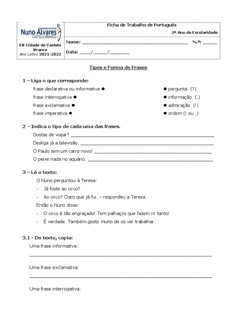 Anexo 2 - Tipos e Formas de Frases | PDF