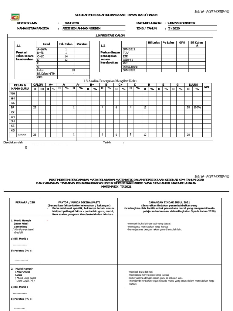 BORANG POST MORTEM KOSONG | PDF
