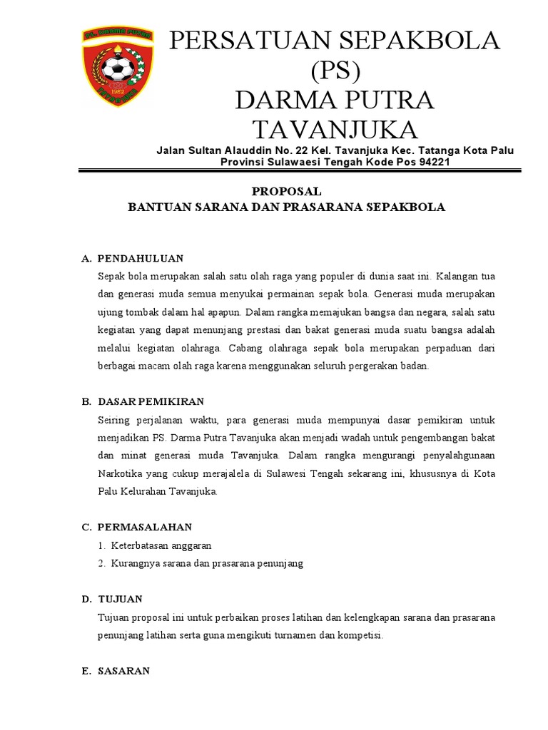 Proposal Ps. Darma Putra Tavanjuka Kelurahan 2021 | PDF
