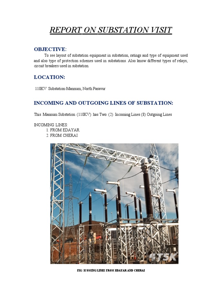 Mannum 110KV Substation Visit Report | PDF | Electrical Substation ...