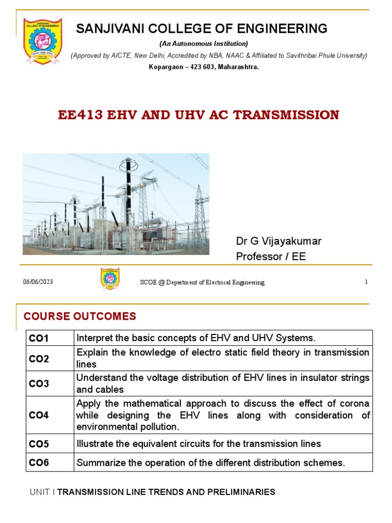 Ee413 Ehv and Uhv Ac Transmission Unit 1 TRANSMISSION LINE TRENDS AND ...