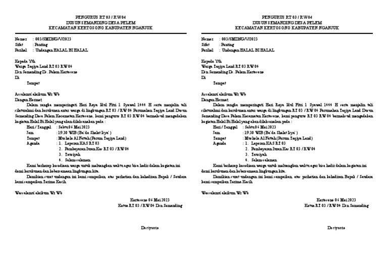 Undangan Rapat RT | PDF