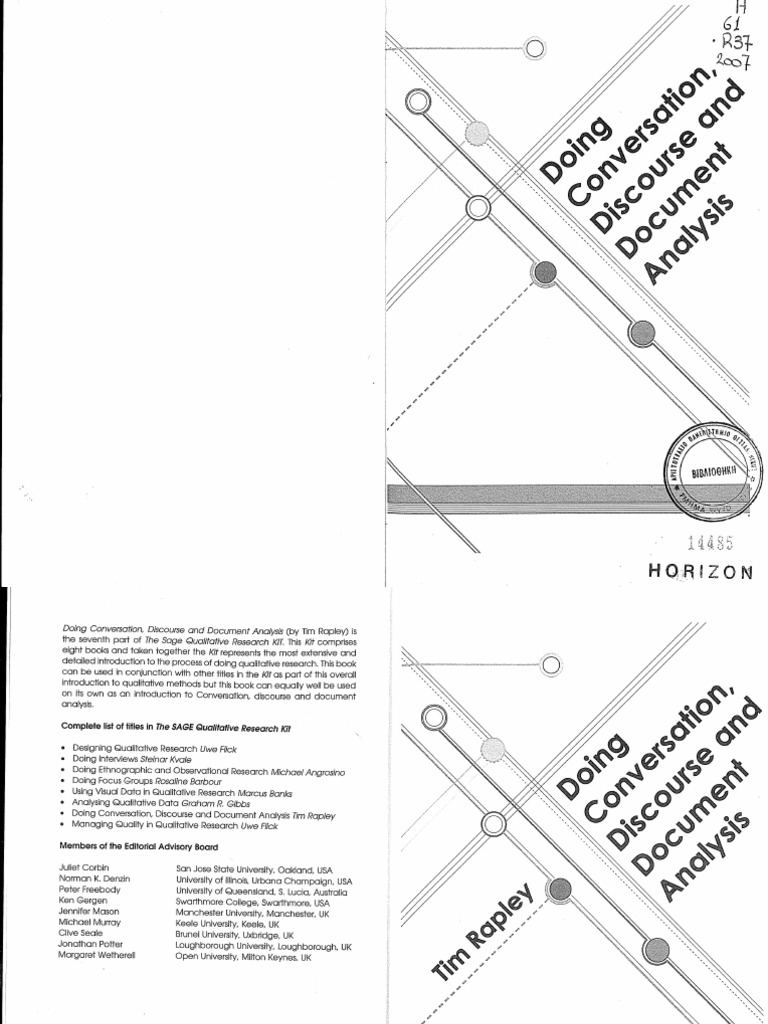 Doing Conversation, Discourse and Document Analysis (Tim Rapley) (2007 ...