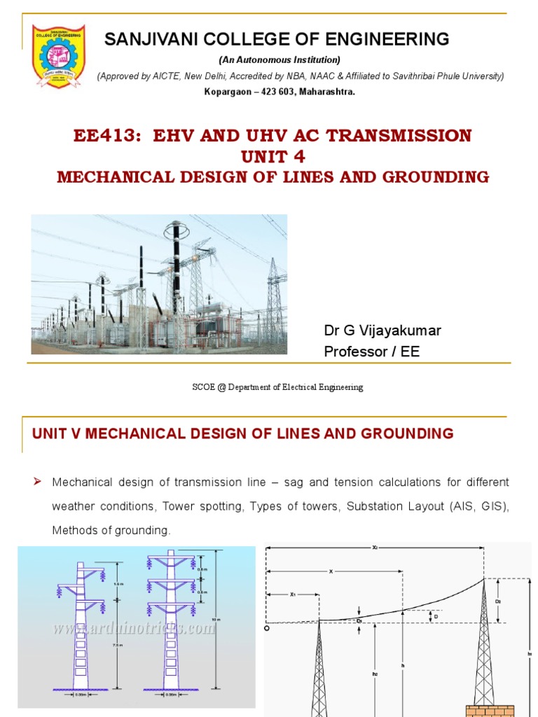 Ee413 Ehv and Uhv Ac Transmission Unit 4 MECHANICAL DESIGN OF LINES AND GROUNDING | PDF ...