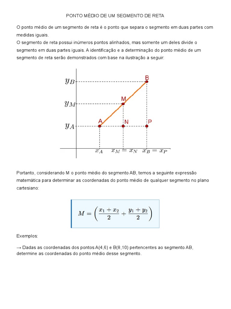 Ponto Médio de Um Segmento de Reta | PDF