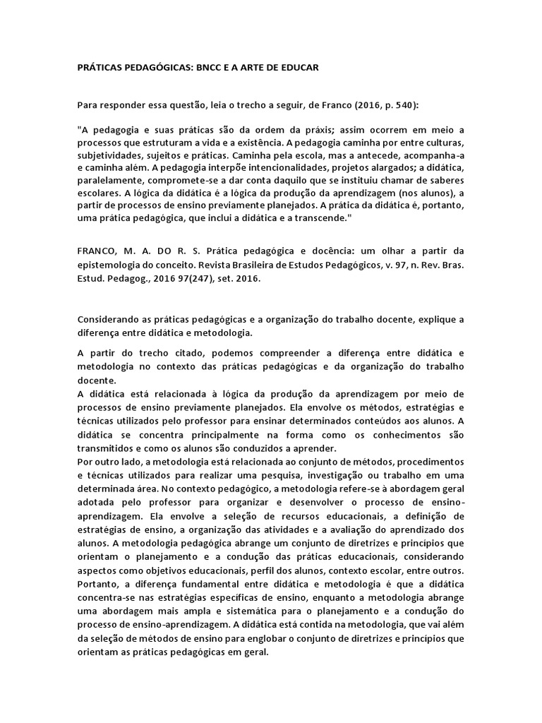Práticas Pedagógicas: BNCC E A Arte de Educar | Download grátis PDF ...