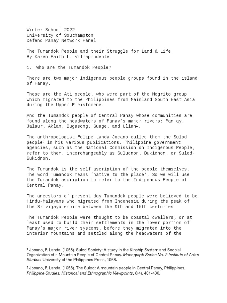 Tumandok People's Struggle for Land | PDF | Agriculture