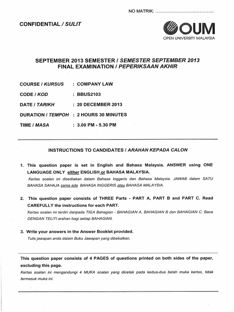 BBUS2103 sample exam question paper 2 | PDF