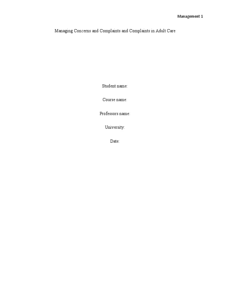 MANAGING CONCERNS AND COMPLAINTS AND COMPLAINTS IN ADULT CARE Final ...