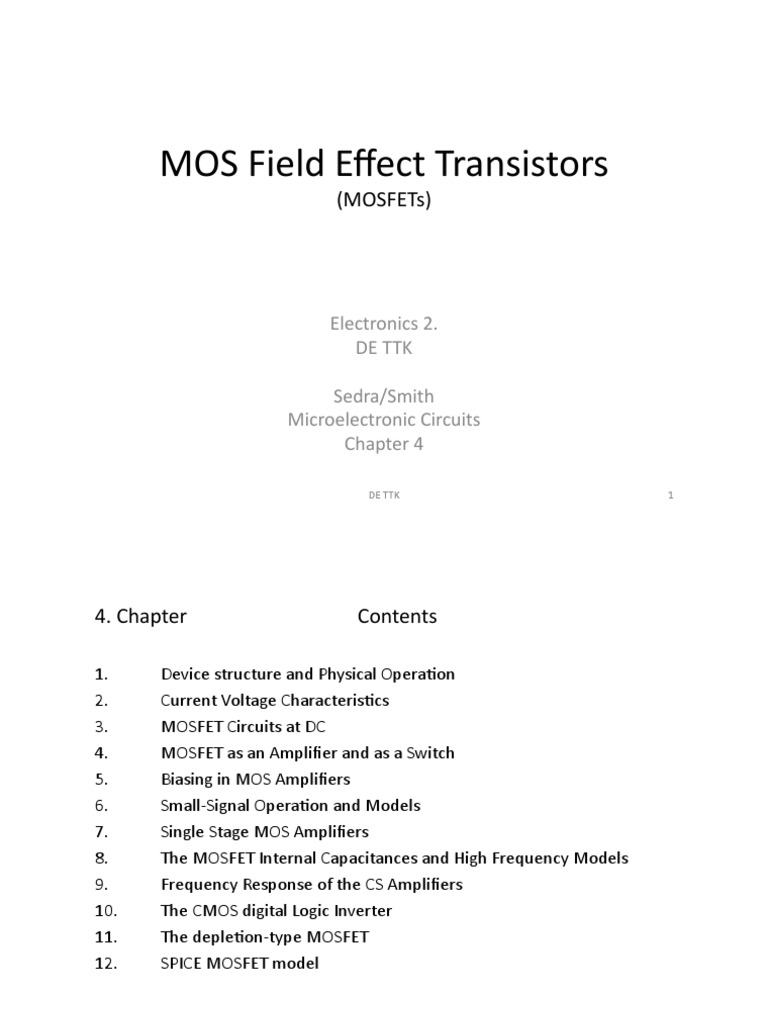9 MOSFETs E | PDF | Mosfet | Cmos