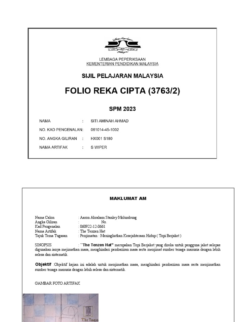 CONTOH FOLIO KERJA KURSUS SPM 2023 Edit (1) .1666107680380 | PDF