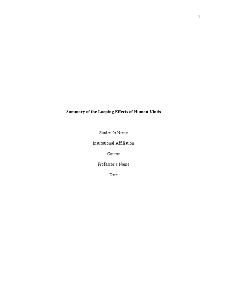 Looping Effects of Human Kinds | PDF
