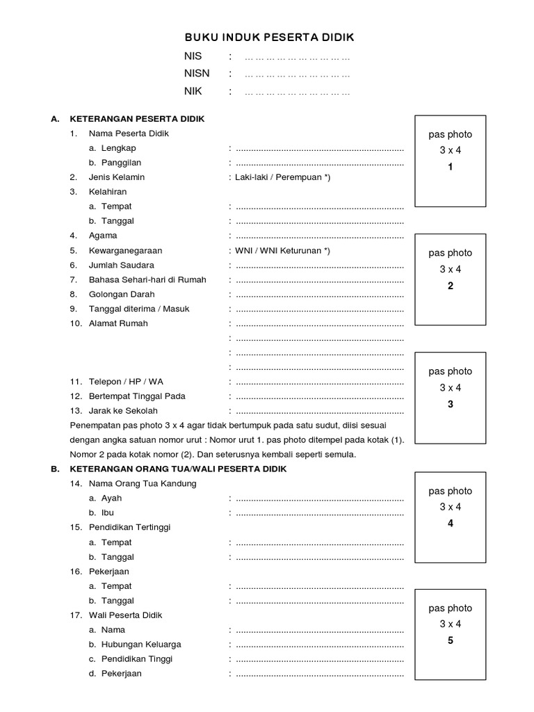 Buku Induk Peserta Didik - 2 | PDF | Griya & Taman