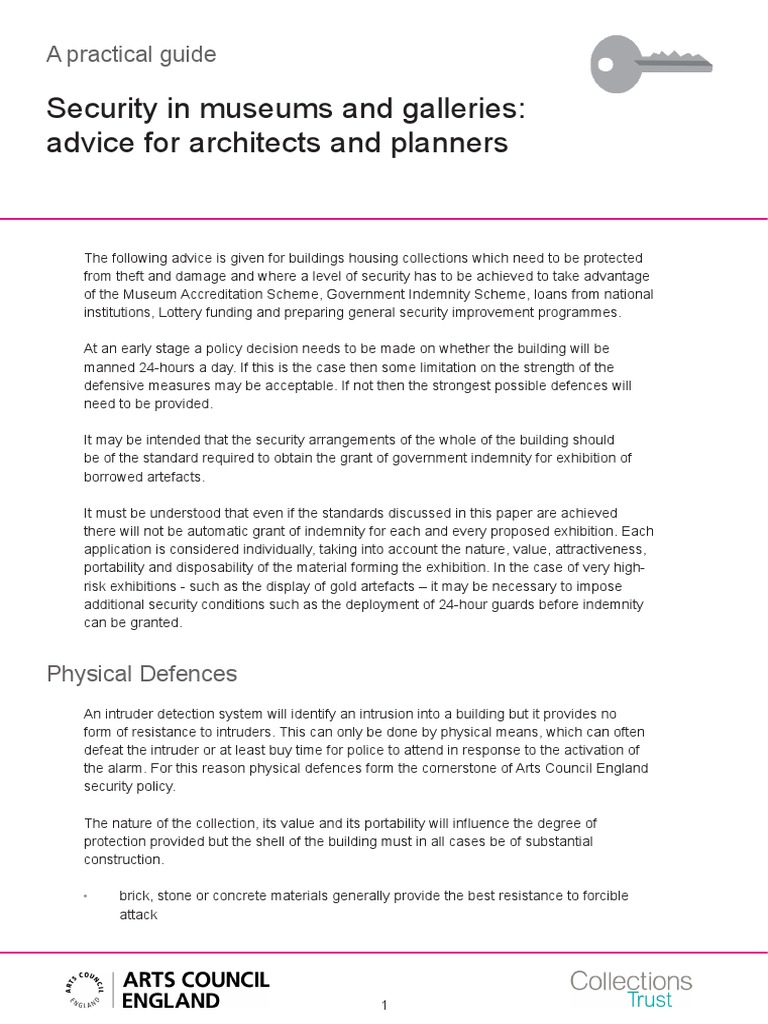 Security in Museums and Galleries: Advice For Architects and Planners ...