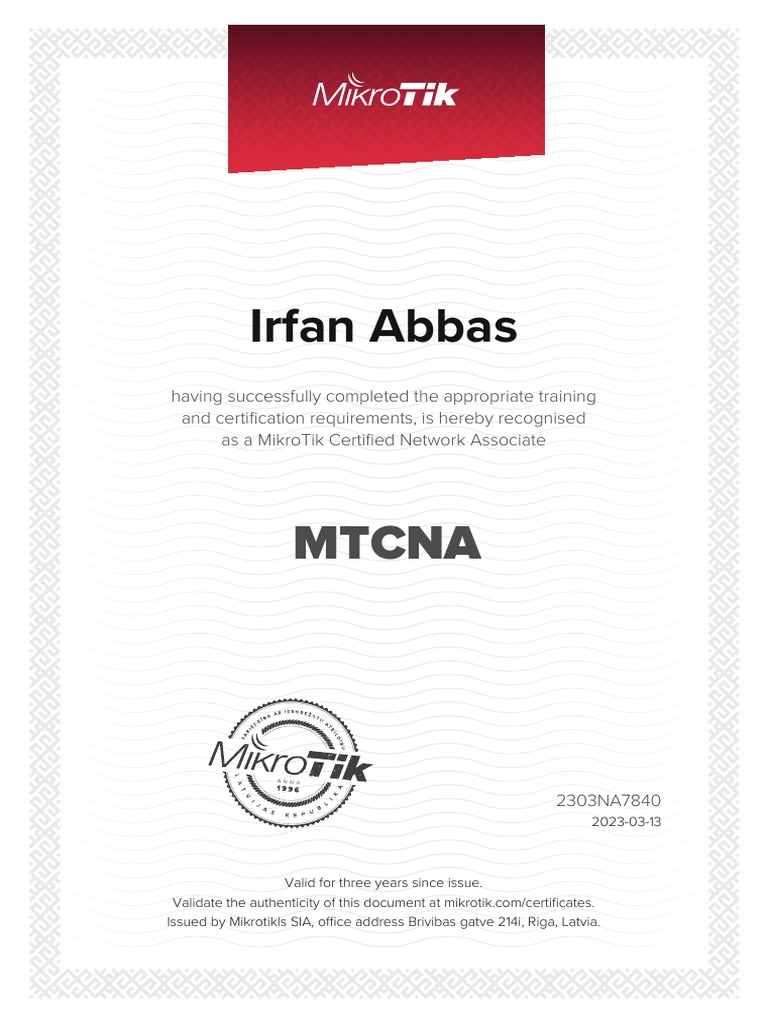 Sertifikat Mtcna | PDF
