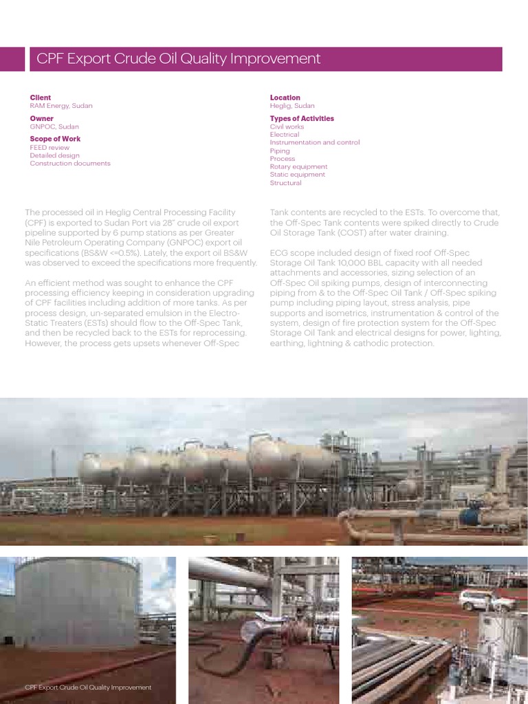 CPF Export Crude Oil Quality Improvement | PDF