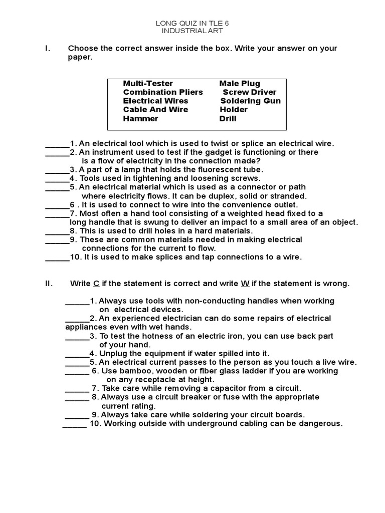 Long Quiz in Tle 6 | PDF
