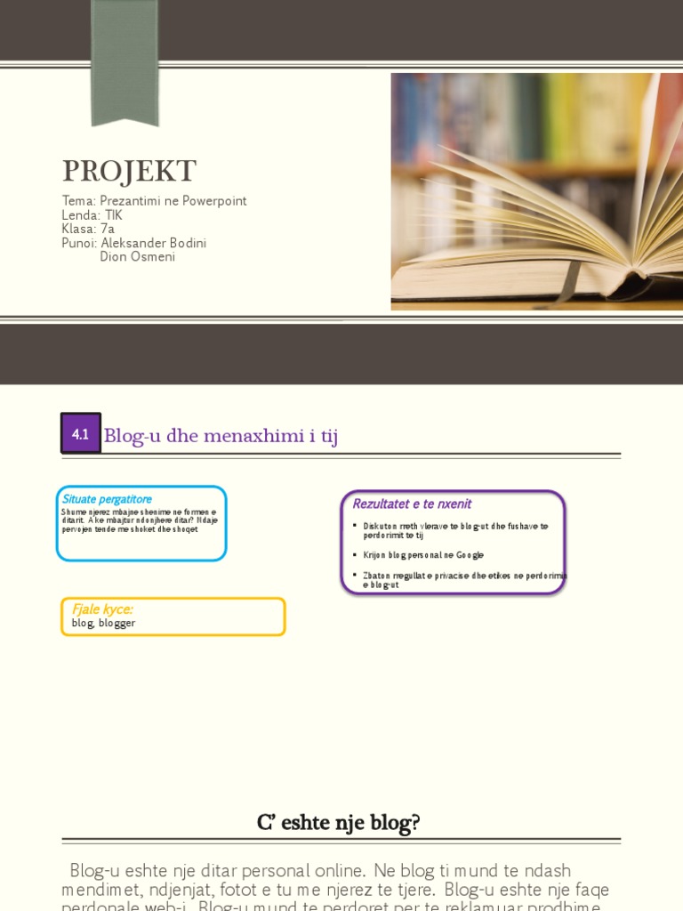 Projekt: Tema: Prezantimi Ne Powerpoint Lenda: TIK Klasa: 7a Punoi ...