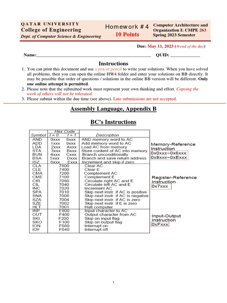 HW 04 CMPE263 Spring 2023 | PDF | Subtraction | Computing