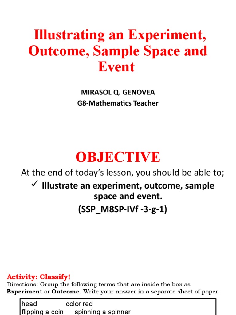 Q4 Lesson 4 Illustrating An Experiment | PDF