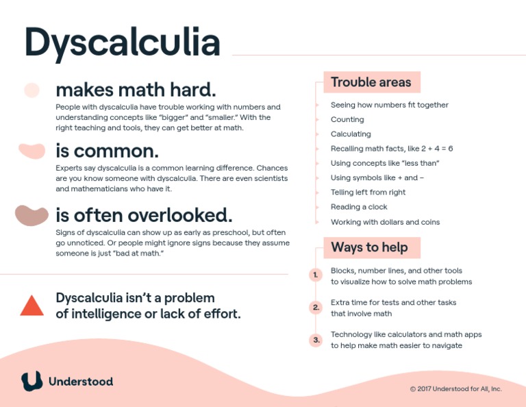 Dyscalculia Fact Sheet Understood | PDF